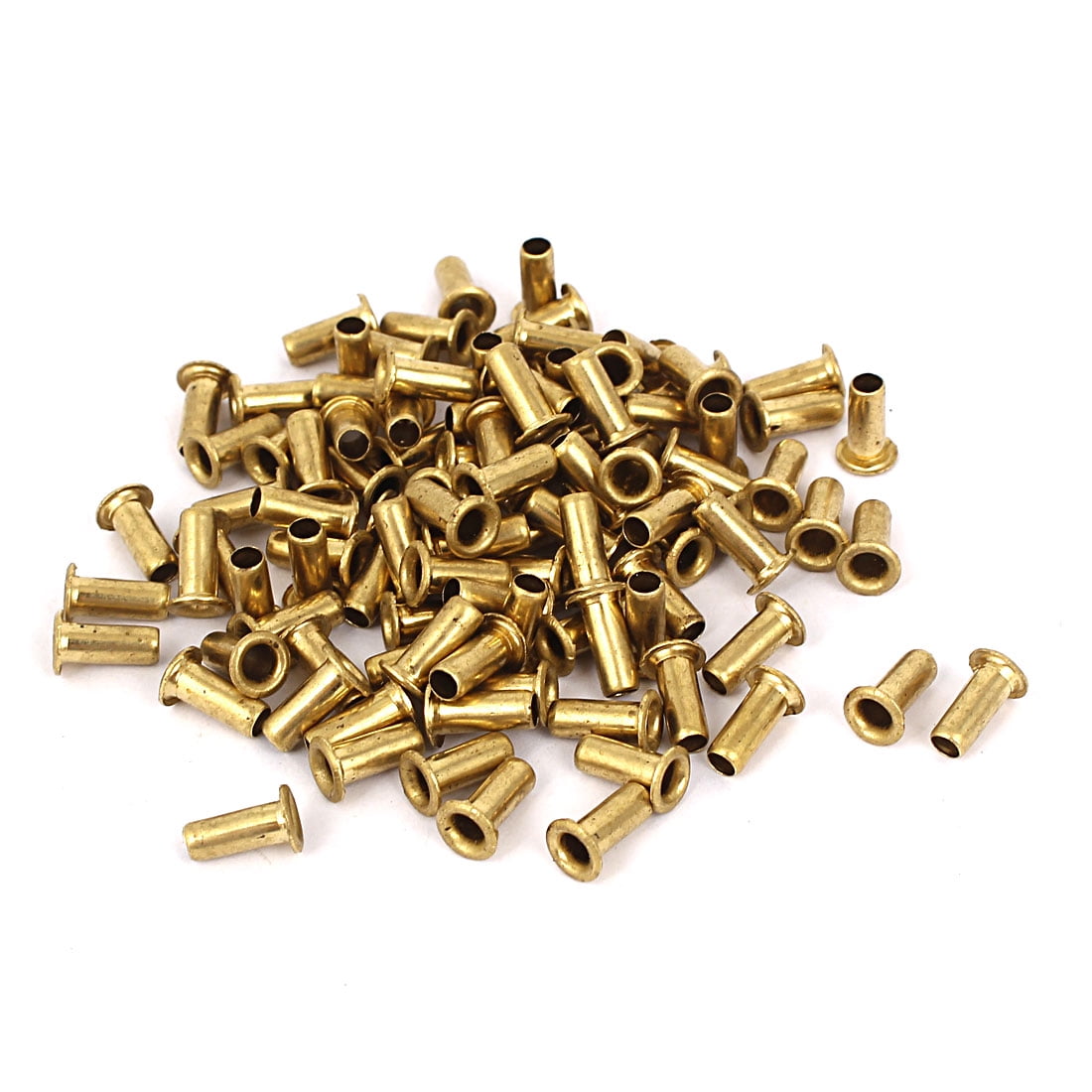 4mm x 10mm Brass Plated Hollow Rivets Grommets Gold Tone 100 Pcs ...