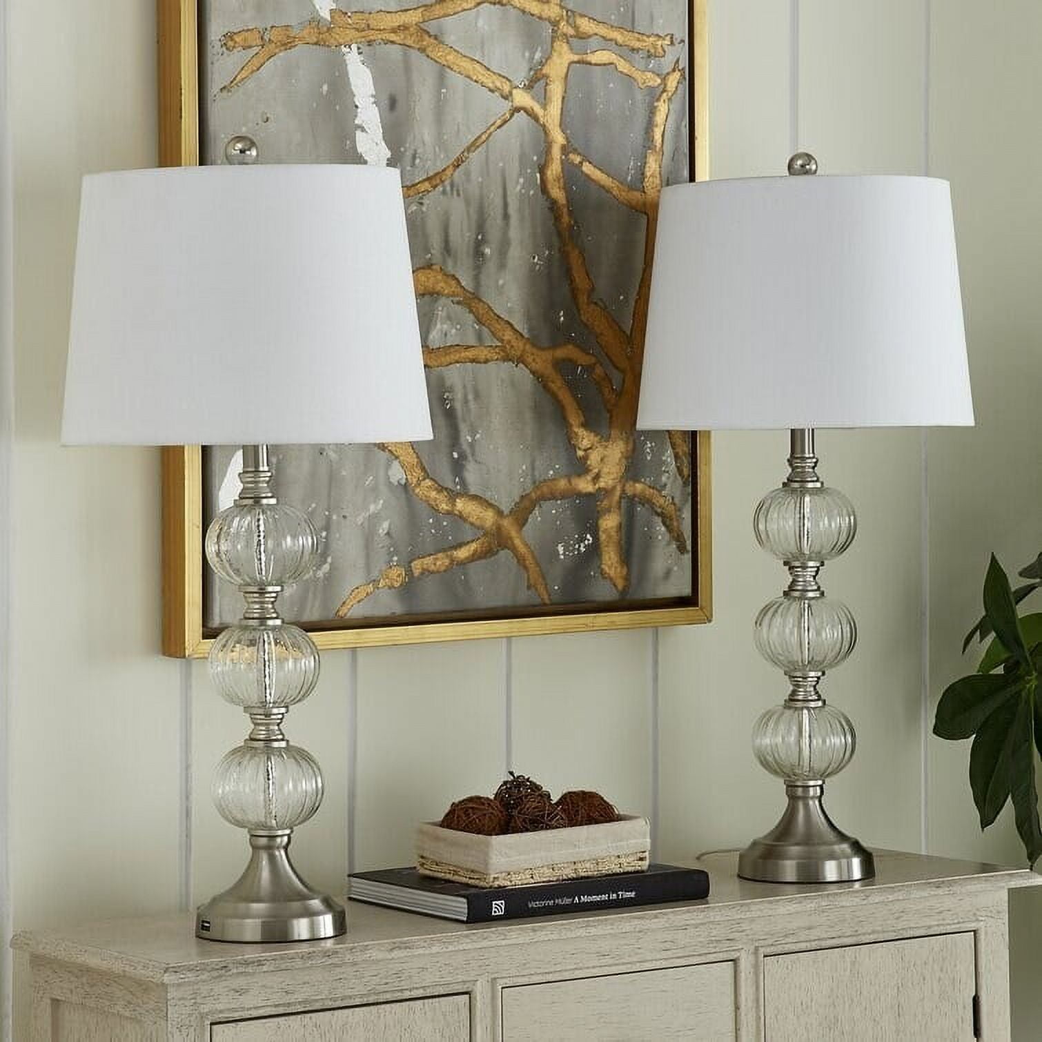 4modernhome 29" Buffet Lamp Set with USB (Set of 2) Clear - Walmart.com