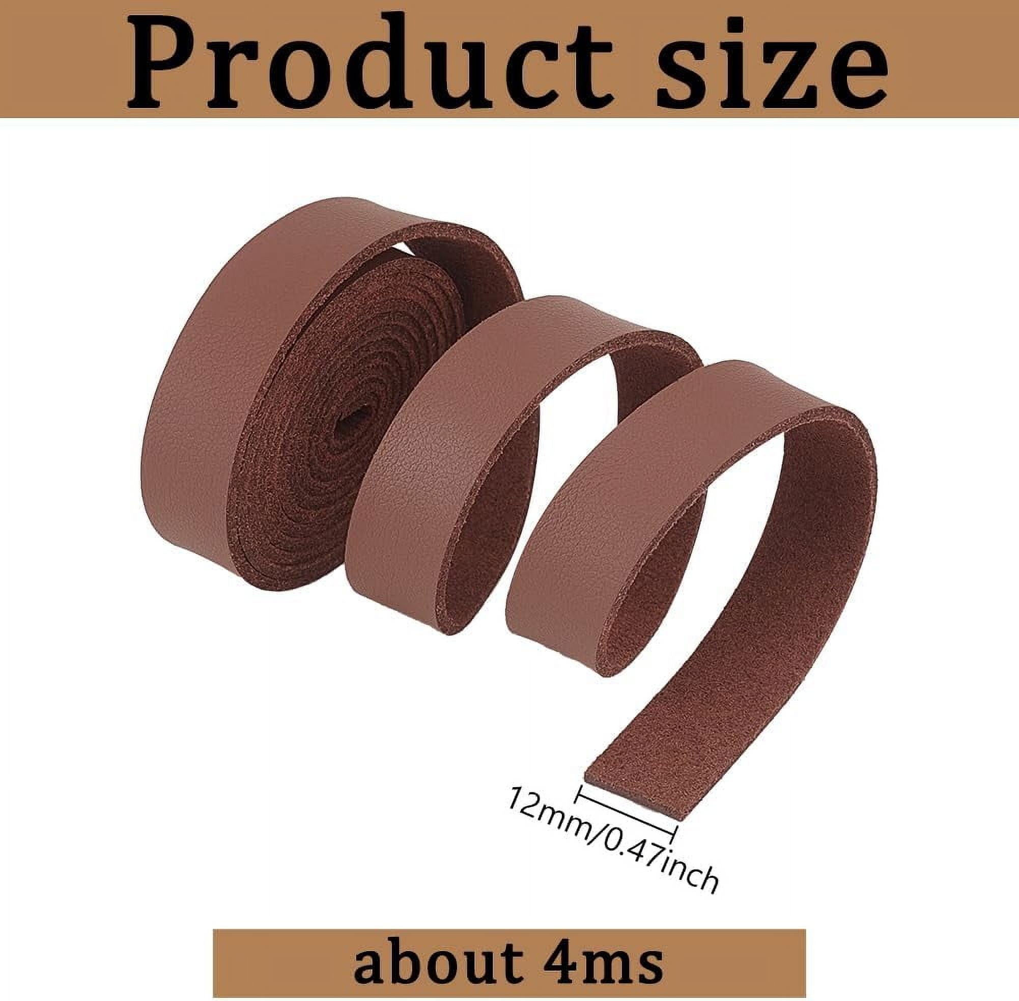 4ms 4.37Yards 0.47Inch Wide Brown Leather Lace Strips Flat Leather ...