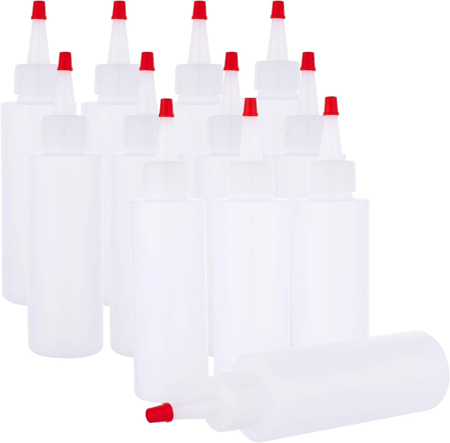 4oz 12 Pack Plastic Squeeze Bottles with Red Tip Caps for Crafts Art ...