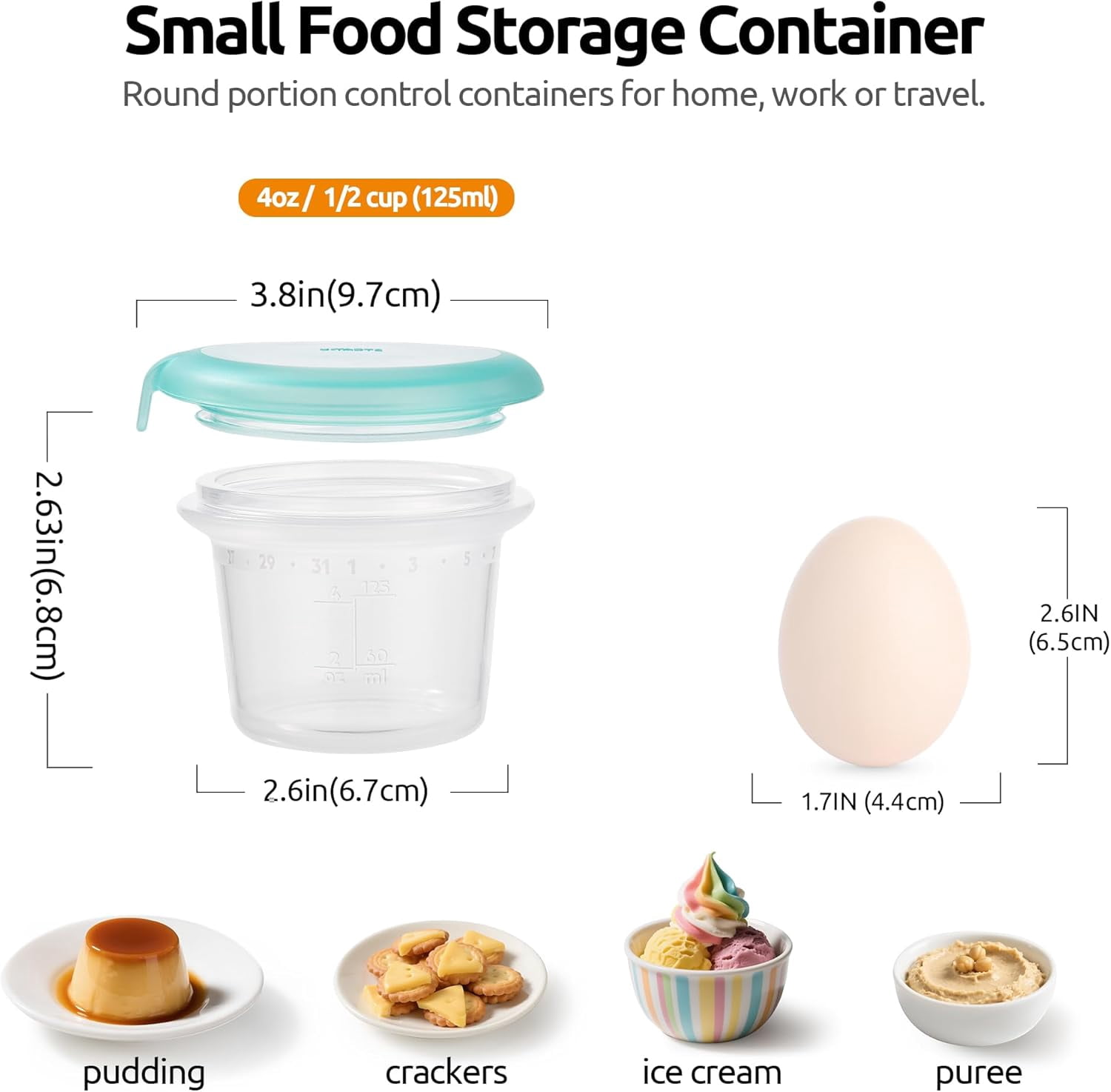 4oz×2 Silicone Food Container Set - Airtight, Freezer & Microwave Safe ...