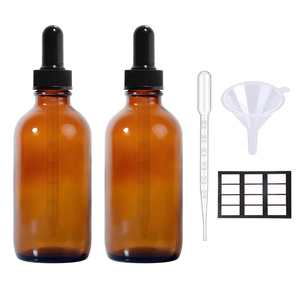 Stella 4oz Amber Glass Dropper Bottles, Essential Oil Storage with ...
