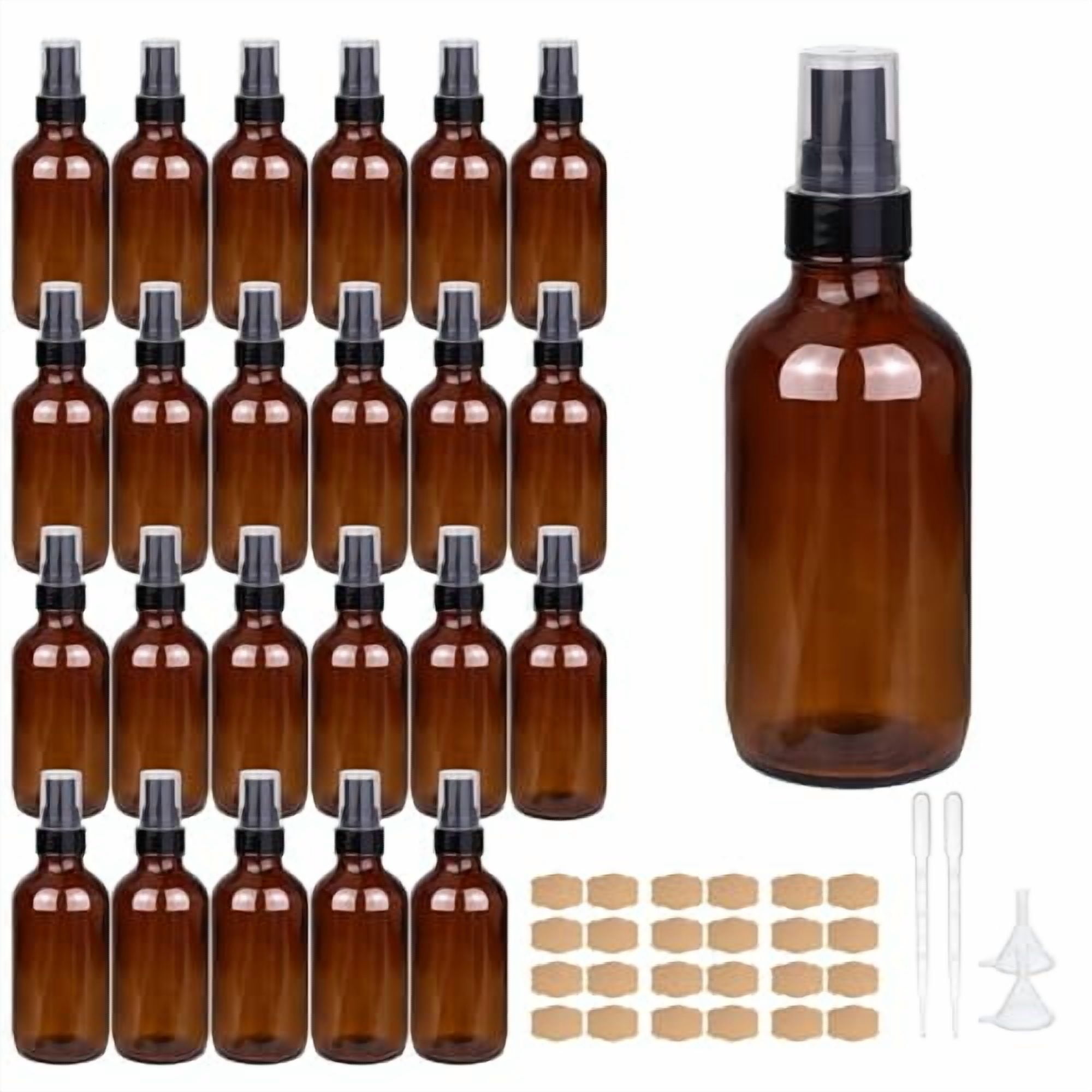 4oz Amber Glass Spray Bottles Mist Sprayer Set of 24,Empty Small Spray ...