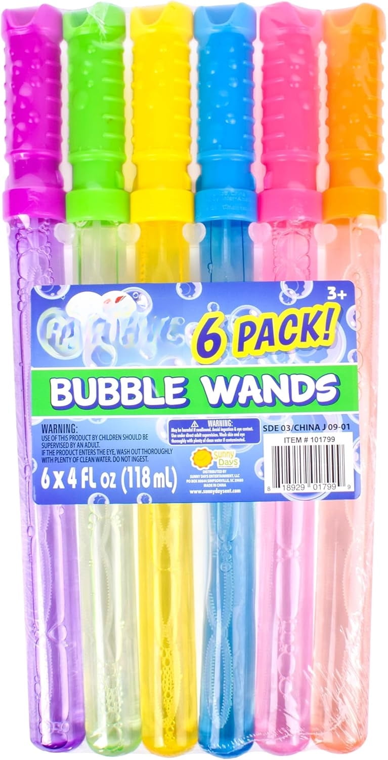 4oz Bubble Wands – 6 Pack Bubble Wand Toy | Summer Fun, Outdoor Birthday Party Favors for Kids ...
