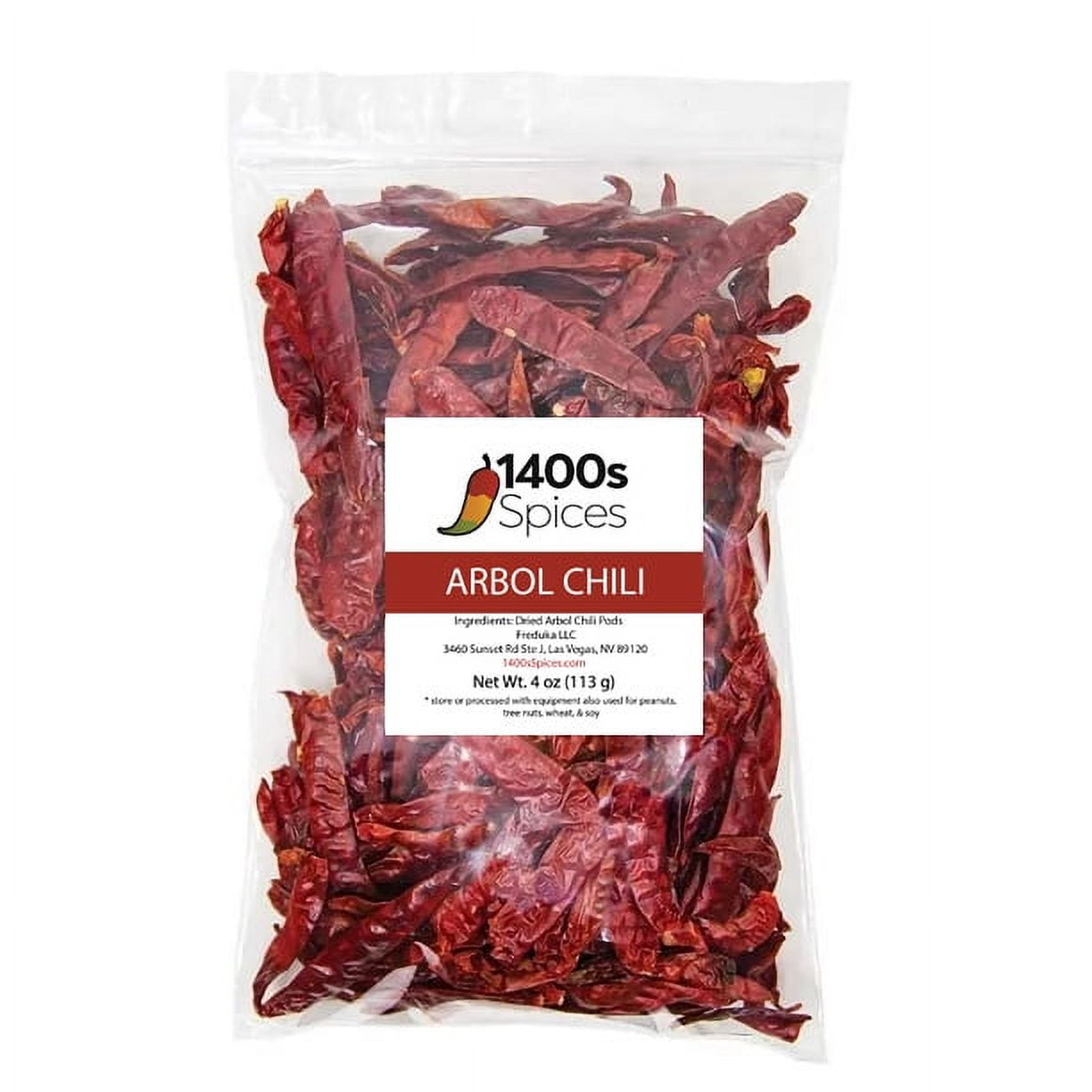 1400s Spices 4oz Stemless De Arbol Dried Chilies, Mexican Del Chili ...