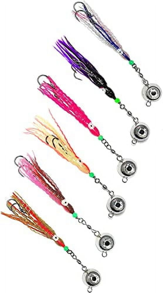 4oz Fluke Ball Jigs w/Hoochie Stinger Rigs 6 Sets - Walmart.com