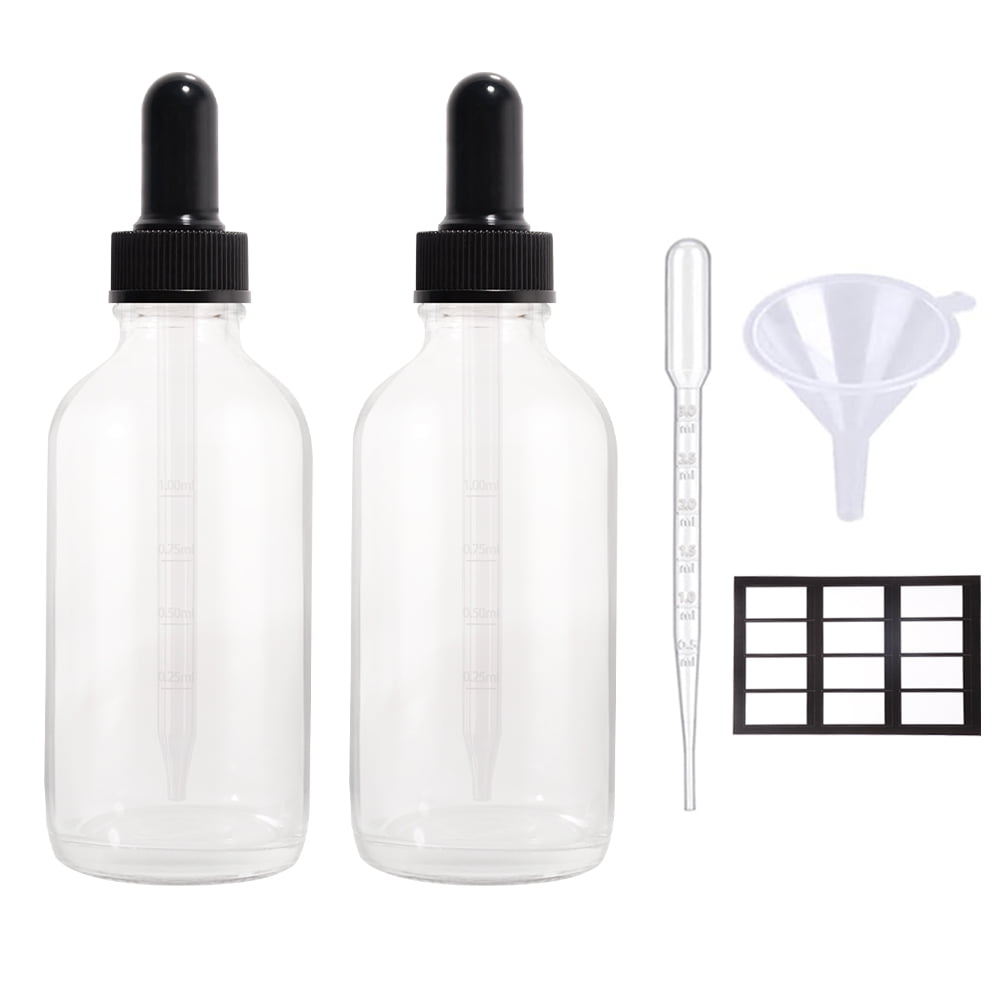 Stella 4 oz Clear Glass Dropper Bottles, Leakproof Design, Funnel ...