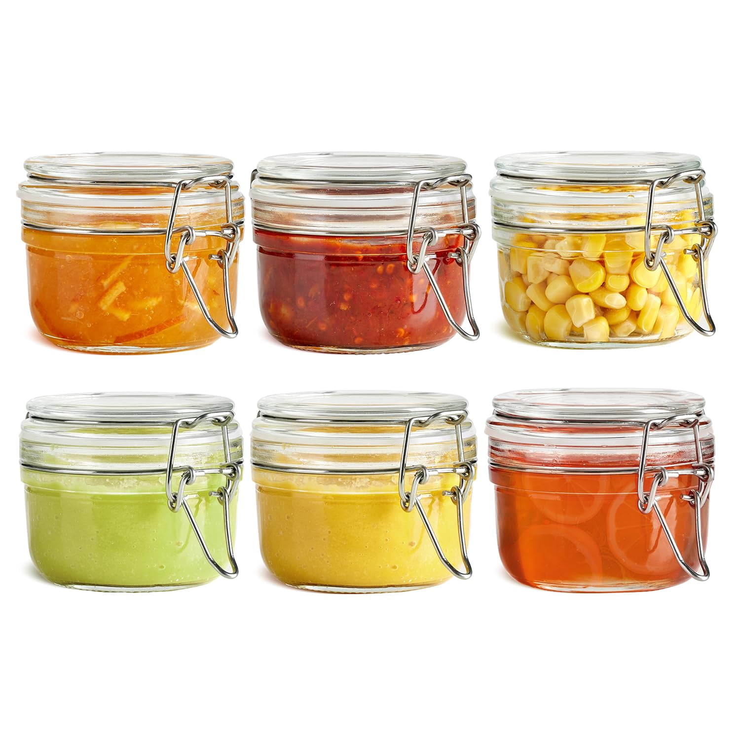 4oz Glspice Jars With Airtight Lids (set Of 6) Small Wire Clamp Mason ...