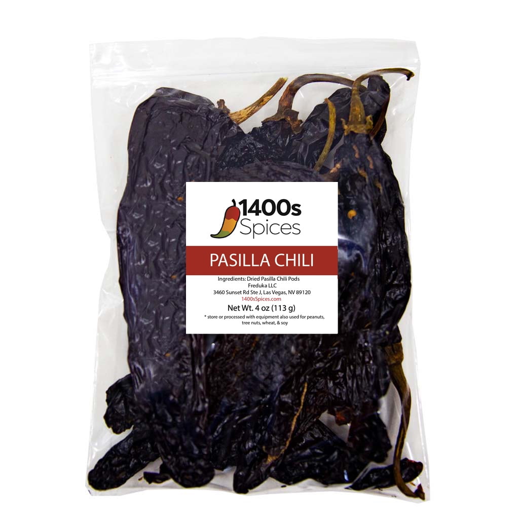 1400s Spices 4oz Pasilla Negro Chilaca Dried Whole Mexican Chile, Largo ...