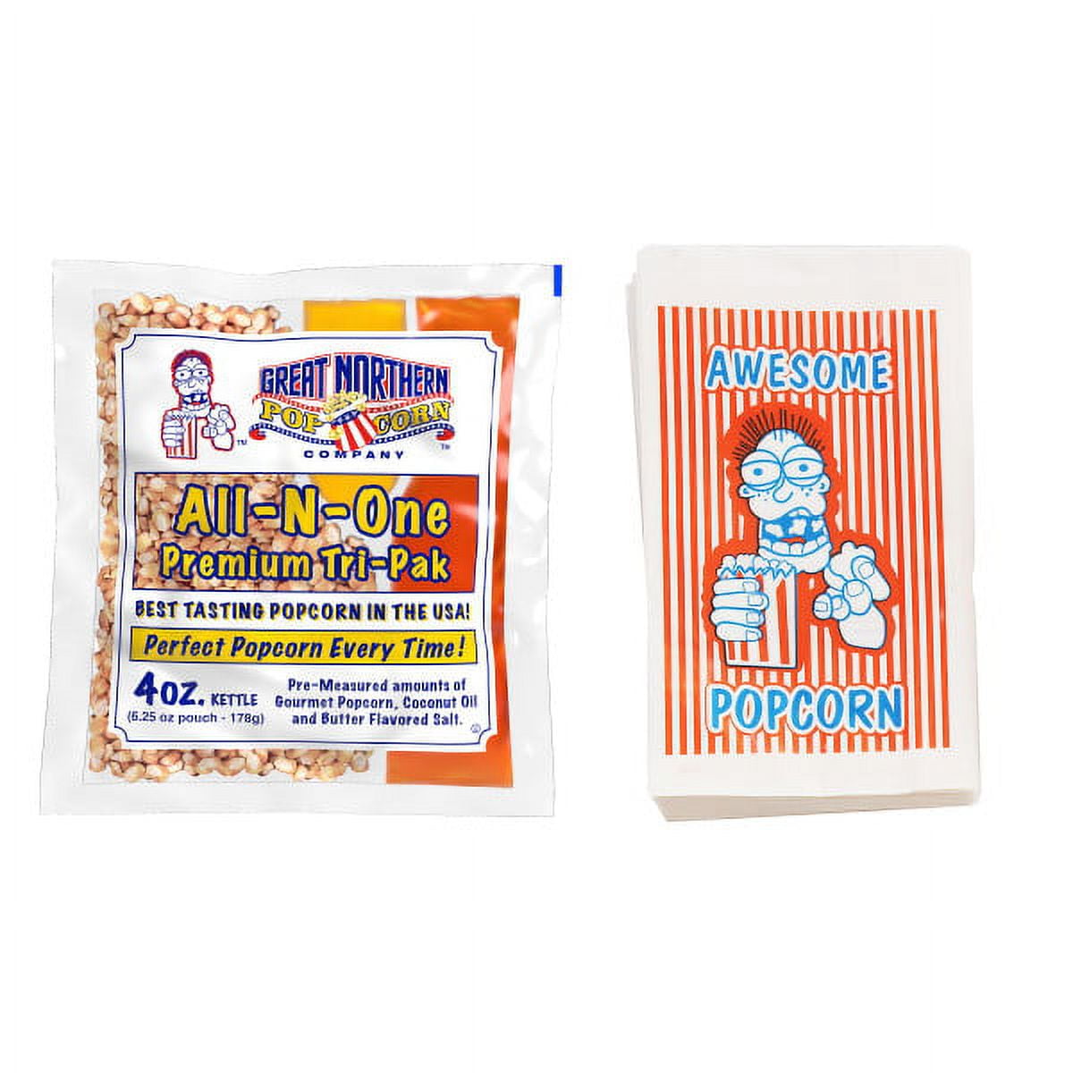 4oz Popcorn Packs and 100 Popcorn Bags – 12 Pre-Measured, All-in-One ...