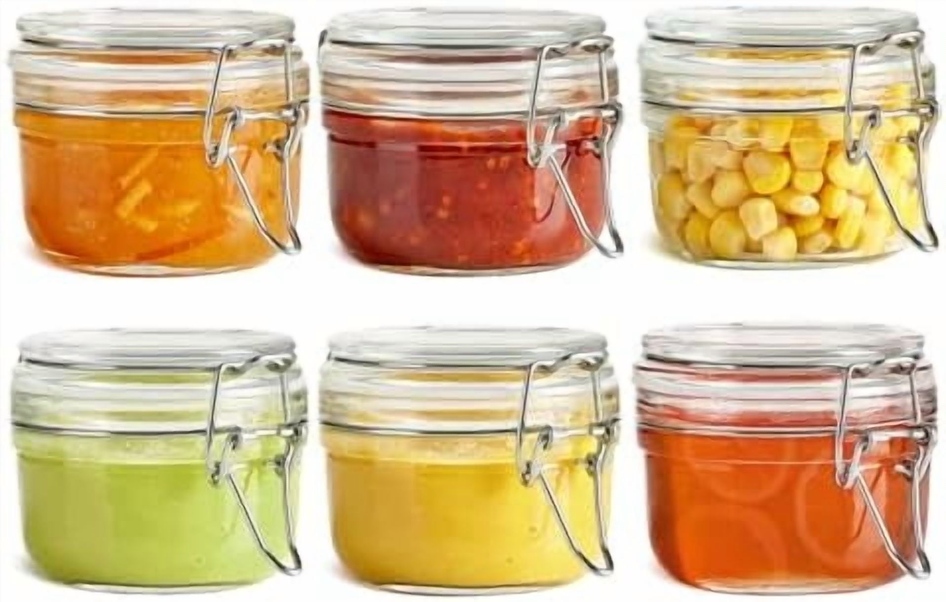 4oz Small Airtight Glass Jars Set of 6 with Lids Food Storage Jar Round ...