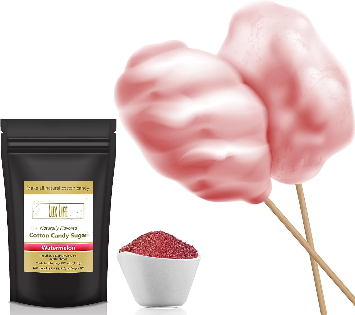 Lux Life USA Made Cotton Candy Sugar Floss, Watermelon Flavor for ...