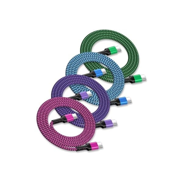 4pack-10ft USB Type C to USB-C Charger Cable, Apple Usbc Power Delivery ...