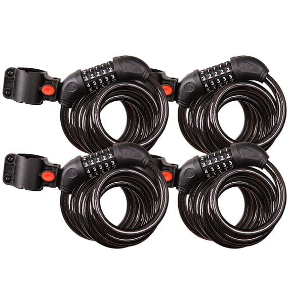 4pack 6ft Extra Long Cablebination Bike Locks 5 Digits Retractable ...