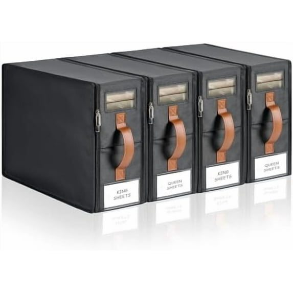 4pack Bed Sheet Organizer, Foldable Linen Closet Organizers and Storage ...