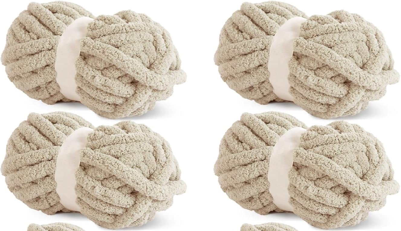 4pack Chunky Chenille Yarn for Blanket, Super Bulky Soft Thick Fluffy ...