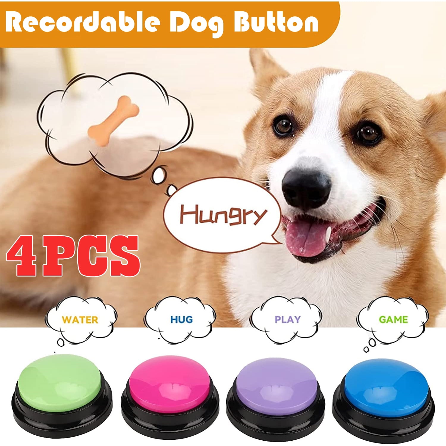 4pack Dog Talking Button ,Voice Recorder for Dog Communication, Pet ...