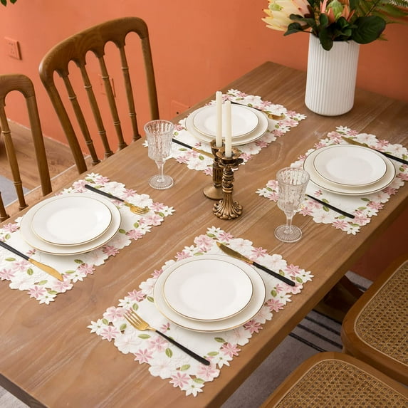 4pack ,Floral Cutwork Embroidered Placemats Vase Pads for Wedding ...