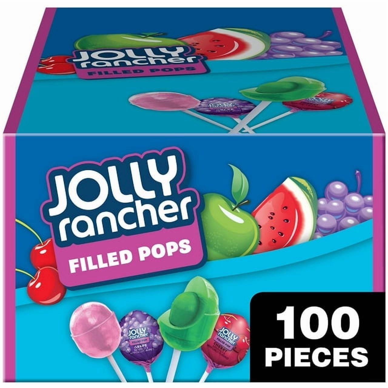 (4pack) Jolly Rancher Filled Pops Assorted Fruit Flavored Candy, Box 56 ...