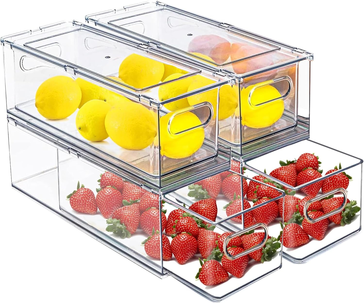 4pack Refrigerator Organizer Bins with Pull-Out Drawer， Fridge Drawers ...