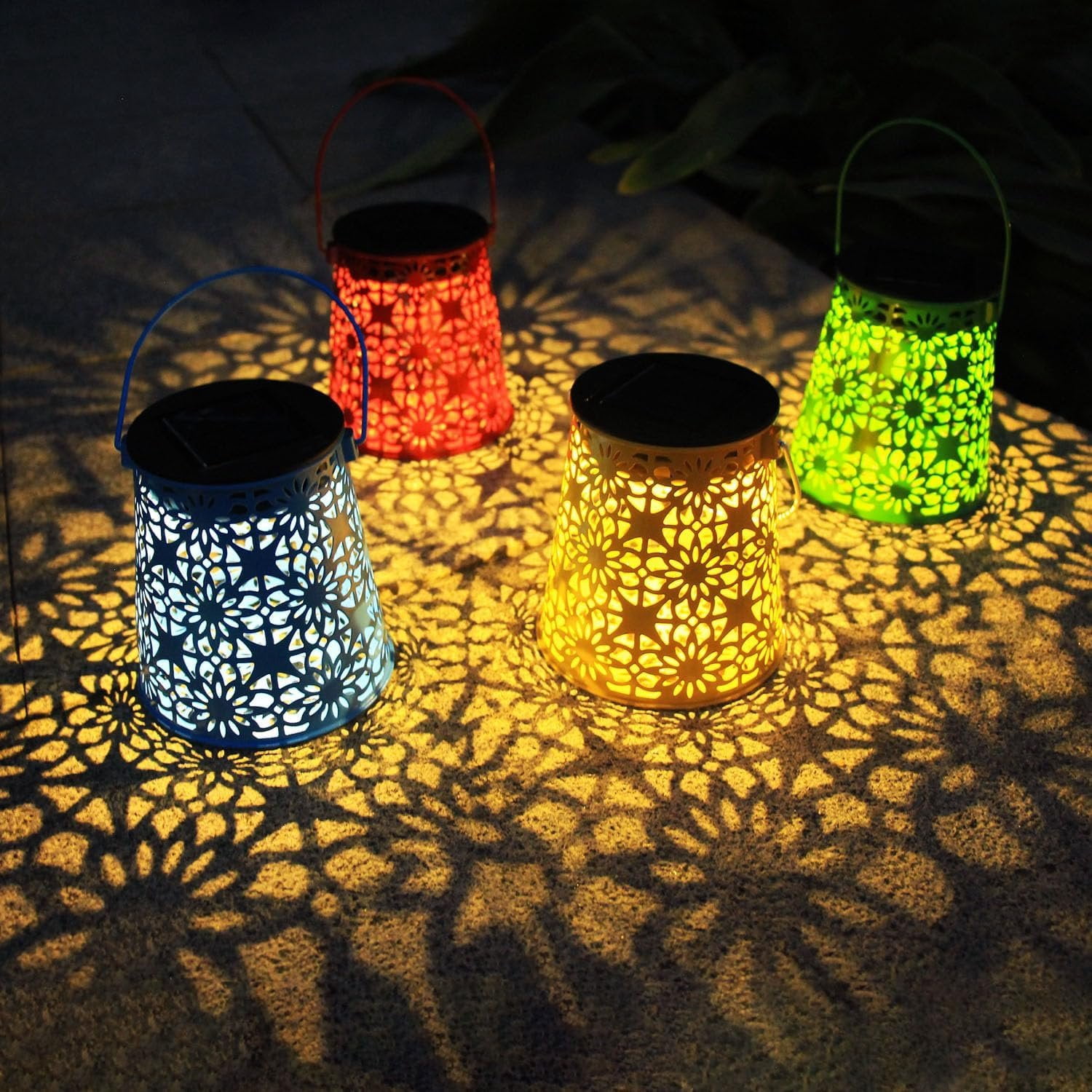 4pack Solar Lanterns Outdoor Lights Gifts for Women Metal Small ...
