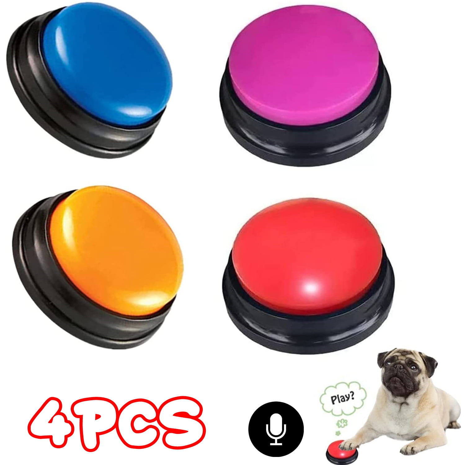4pack Voice Recording Button, Recordable Answer Buzzers, 30 Second Dog ...