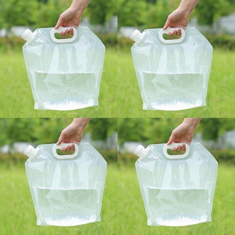 4pack folding water bags for outdoor use, 5L water bags for mountain ...