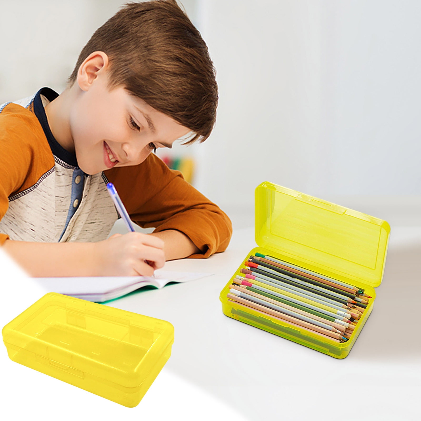 4packs Pencil Box, Large Capacity Pencil Box,Hard Pen Case with Snap ...