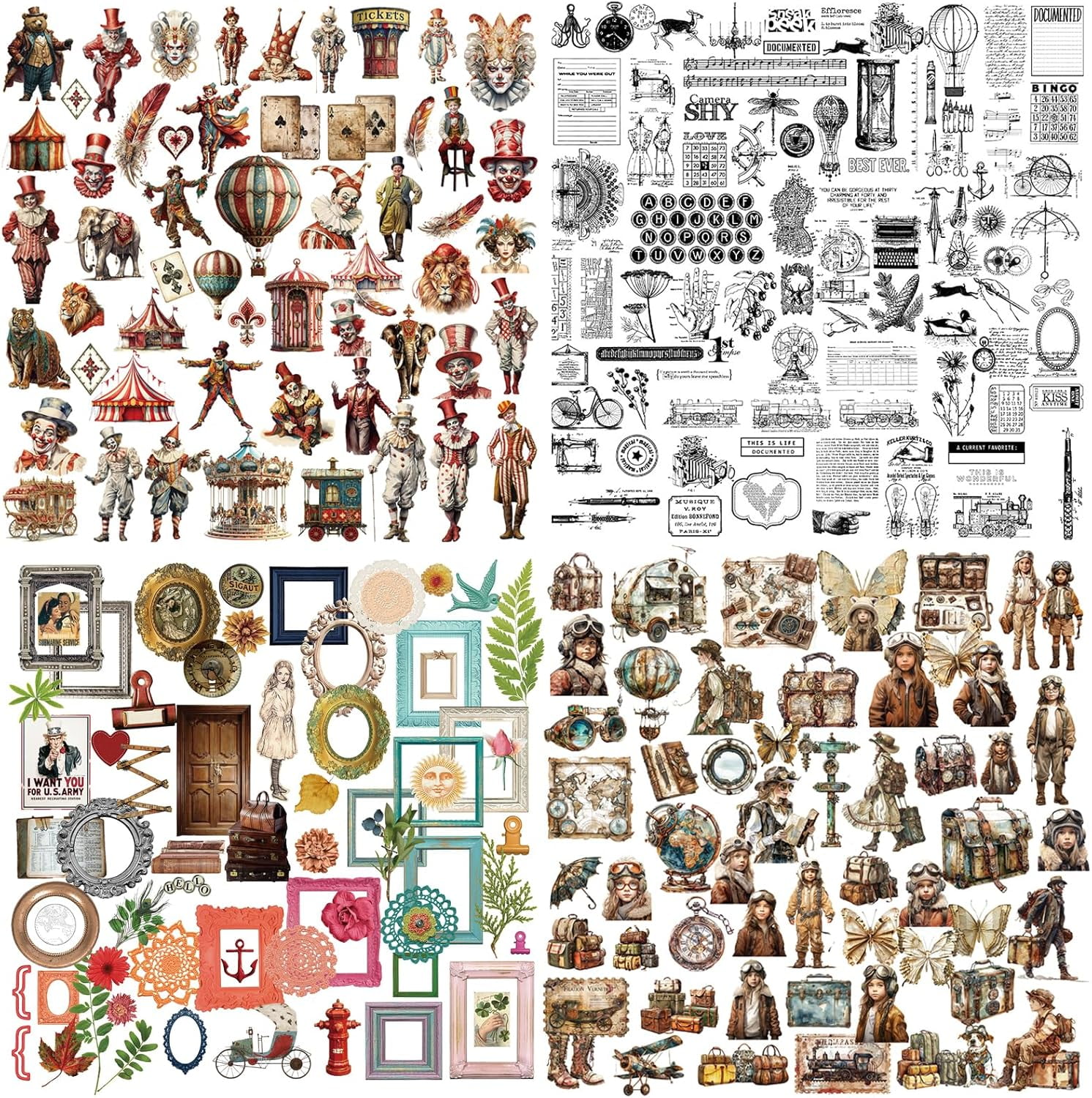 4packs Vintage Junk Journal Items Die Cut Cutout Translucent Paper ...