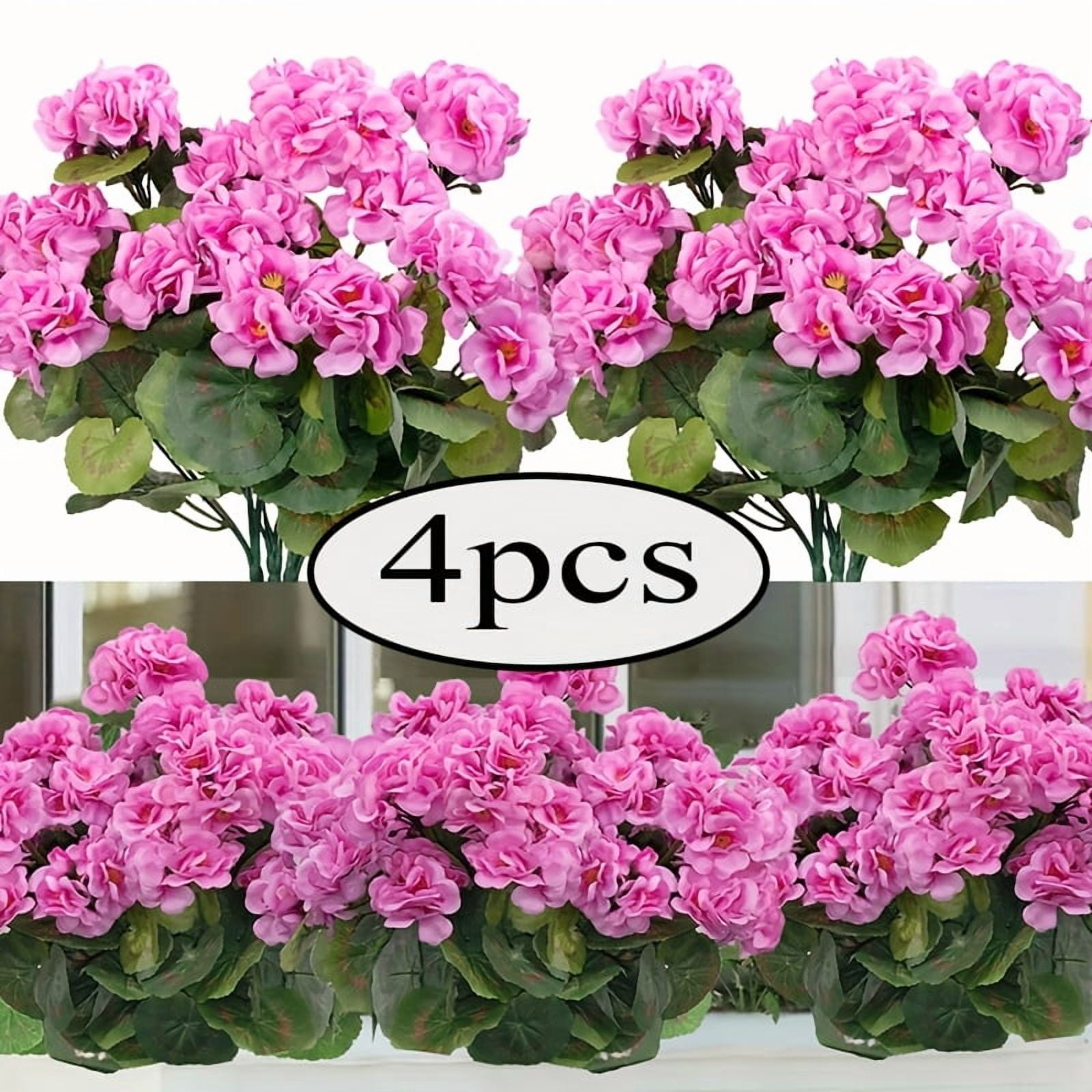 [Artificial Flowers] 4pcs Large Red Artificial Geranium Flowers | Faux ...