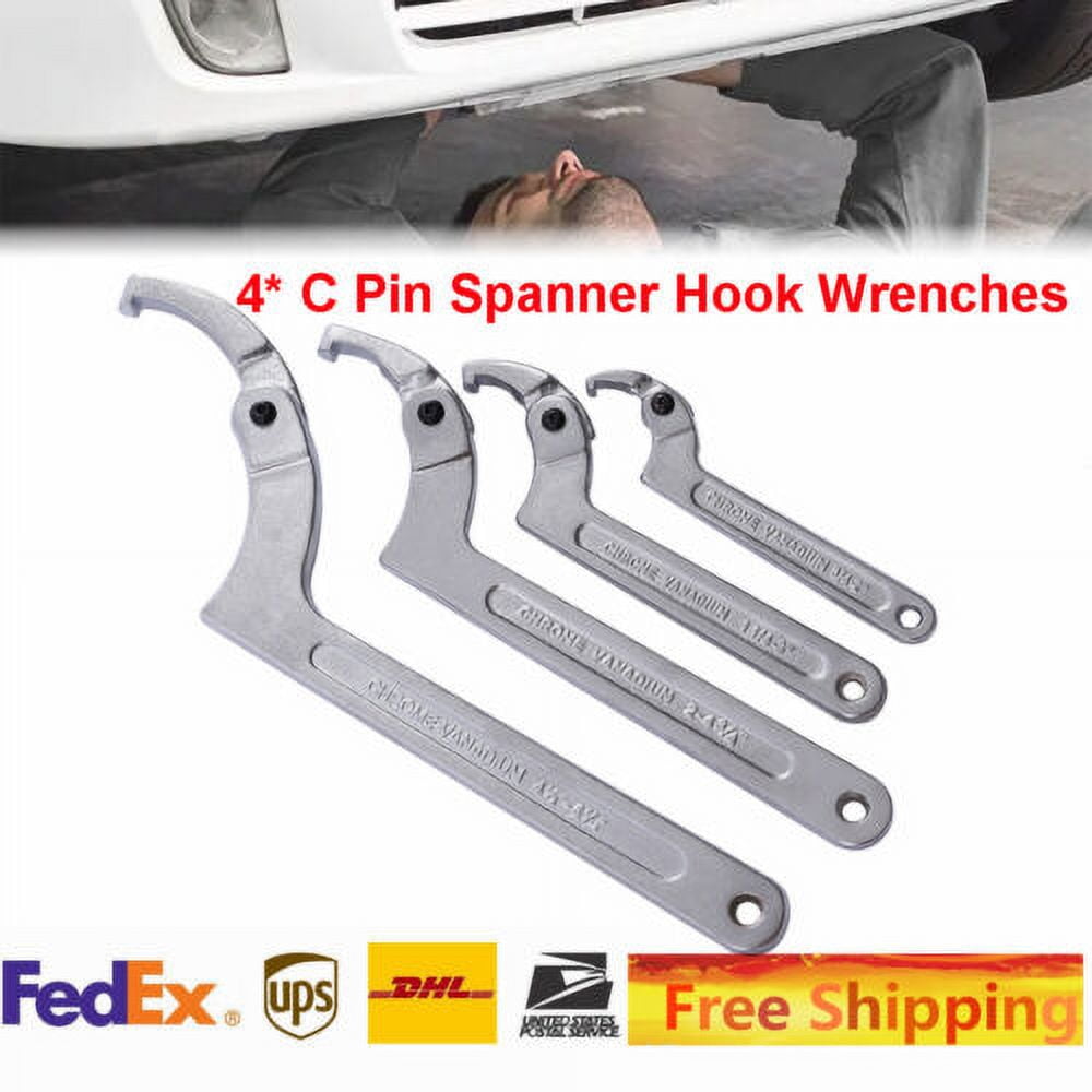 4pc 19mm-170mm Adjustable Hook & C Pin Wrench Tools Set With C Spanner ...