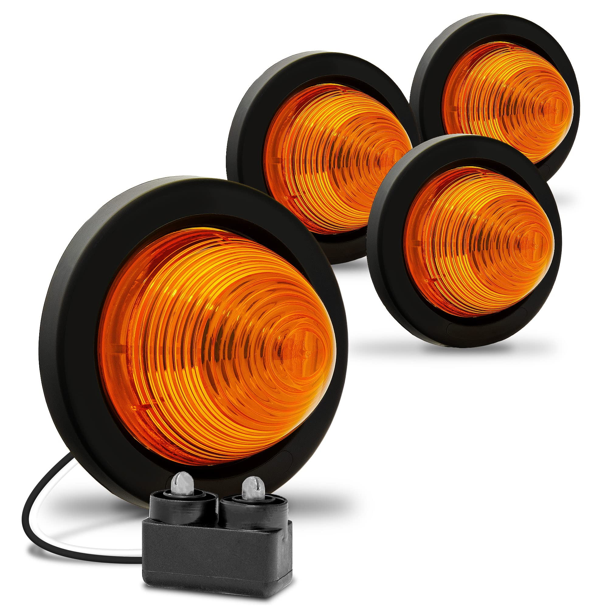 4pc 2" Round Amber Beehive LED Trailer Marker Light [DOT FMVSS 108 ...