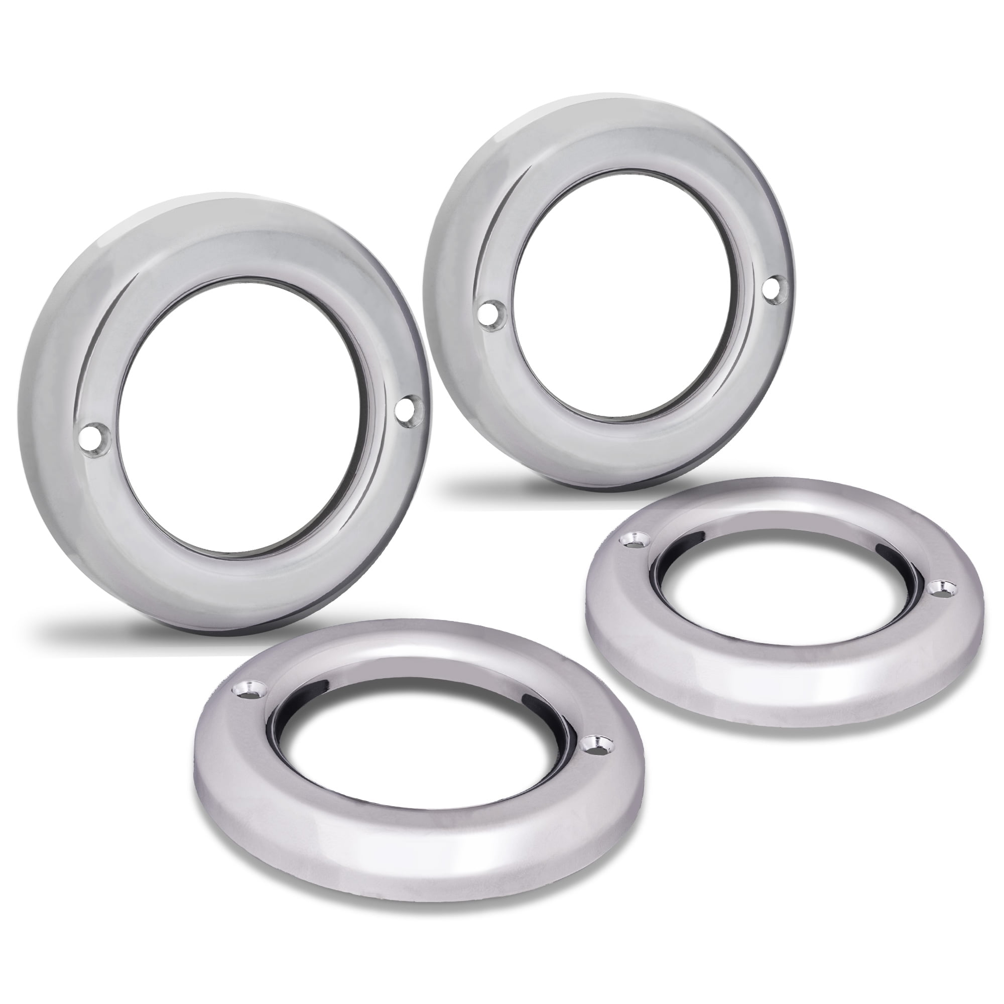4pc 2 inch Round LED Marker Light Chrome Bezel [Install-On-Grommet] for ...