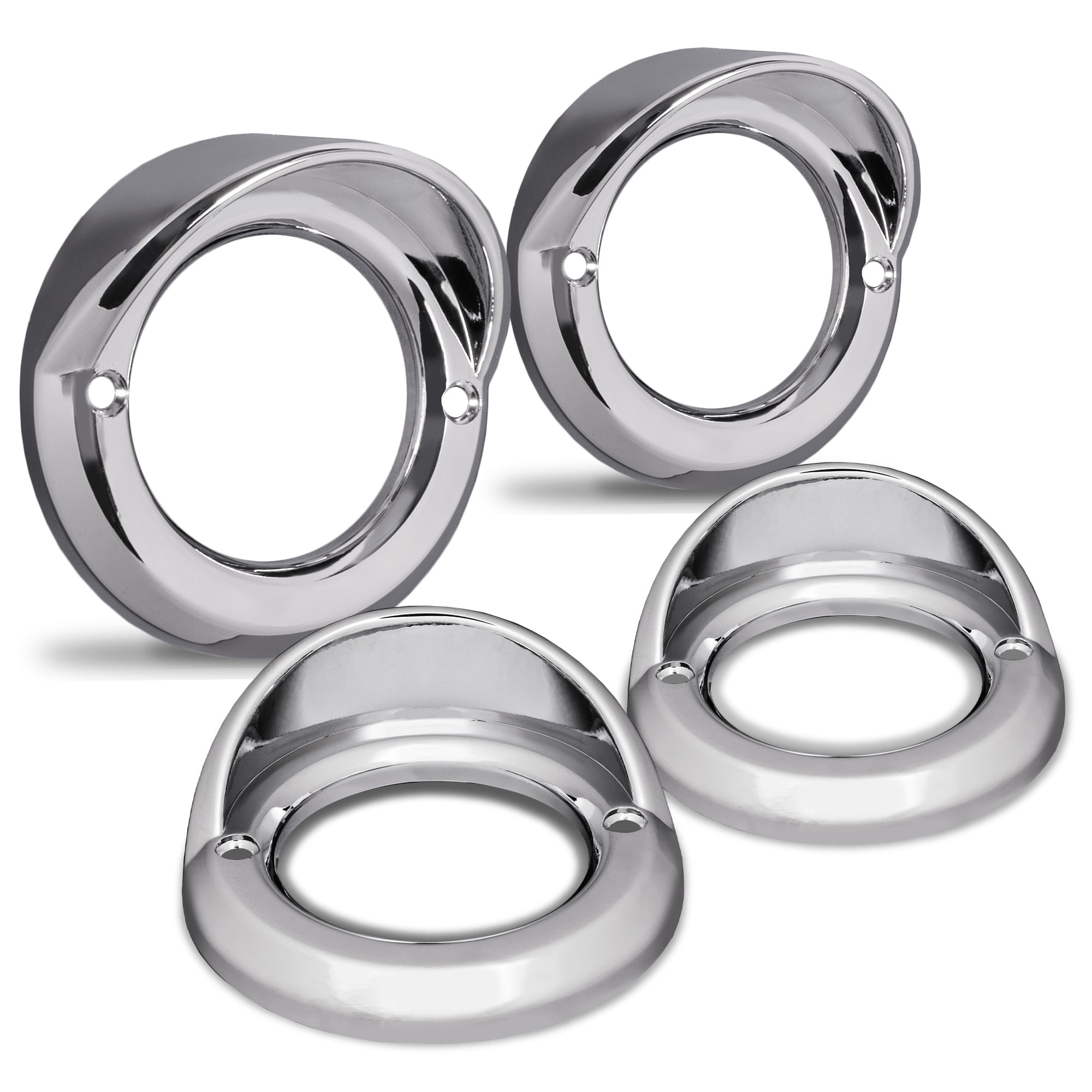 4pc 2 inch Round LED Marker Light Chrome Visor Bezel [Install-On ...