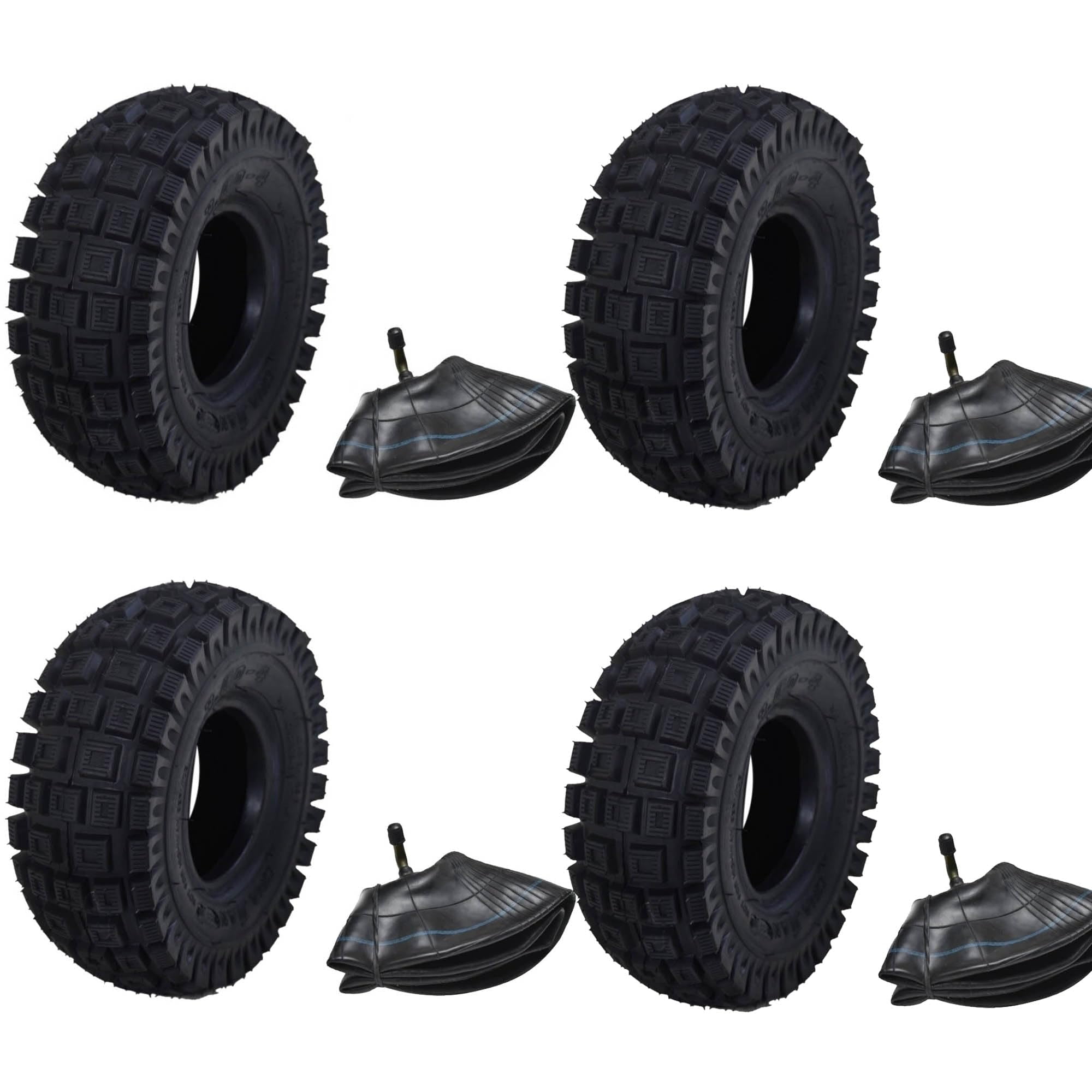 4pc 3.00-4 (10"x3", 260x85) Tire & Inner Tube Knobby Tread for Go Kart ...