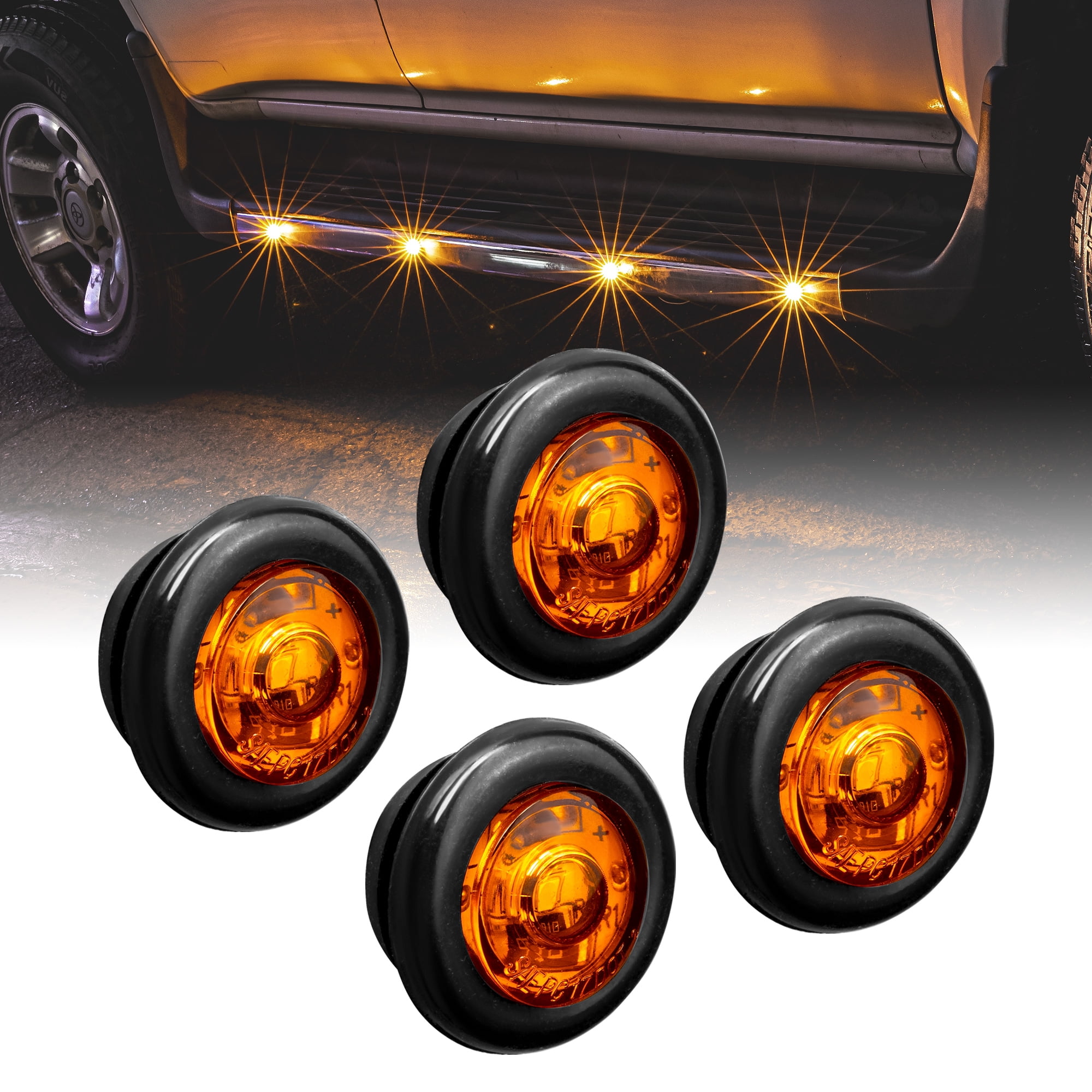 4pc 3/4" Round DOT P2PC Amber LED Bullet Clearance Marker Lights for ...
