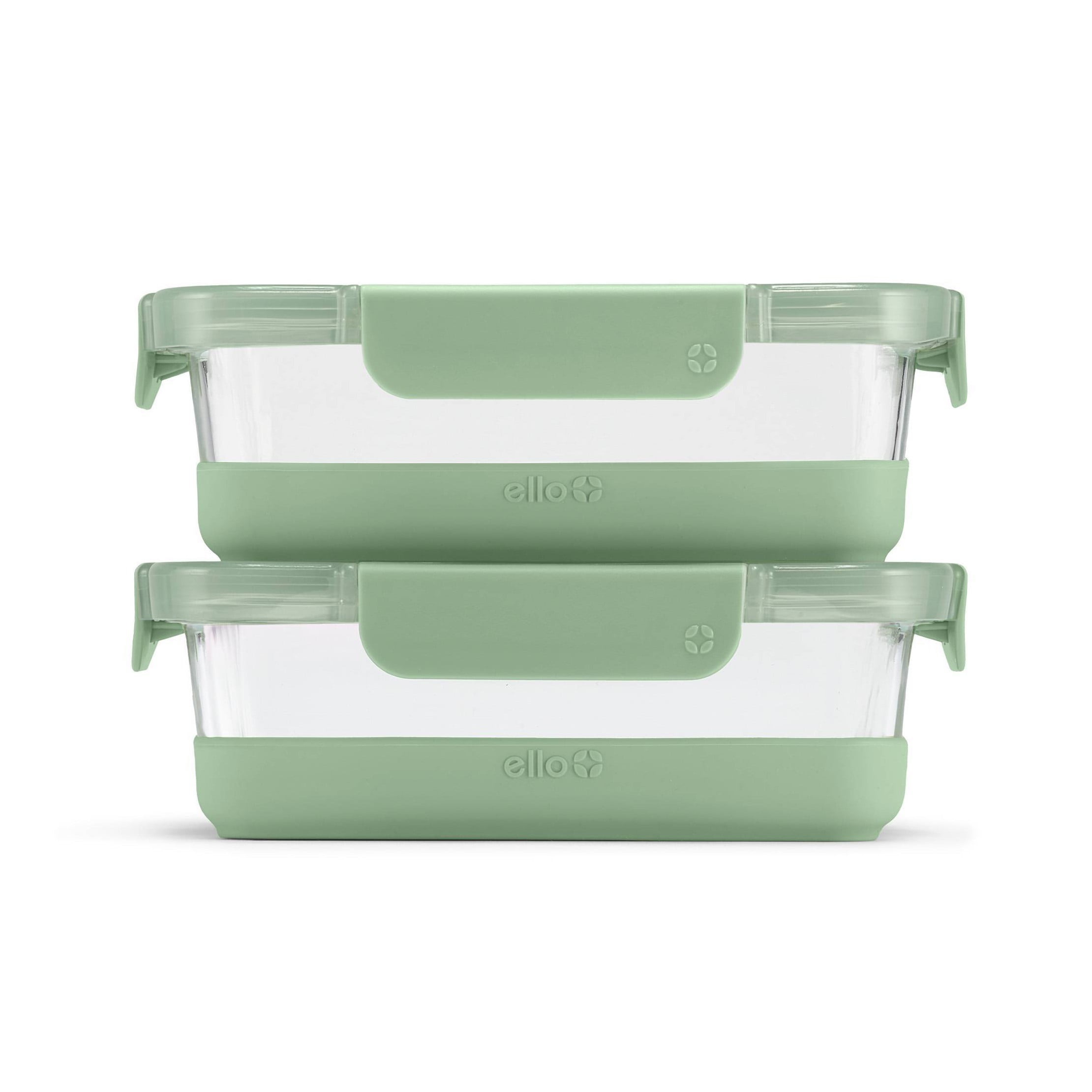 4pc 3.4c Glass Refresh Food Storage Container Set Green: Meal Prep ...