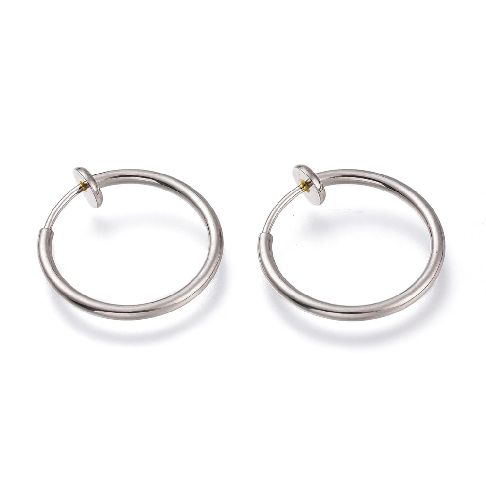 4pc 304 Stainless Steel Retractable Clip-on Hoop Earrings For Non ...