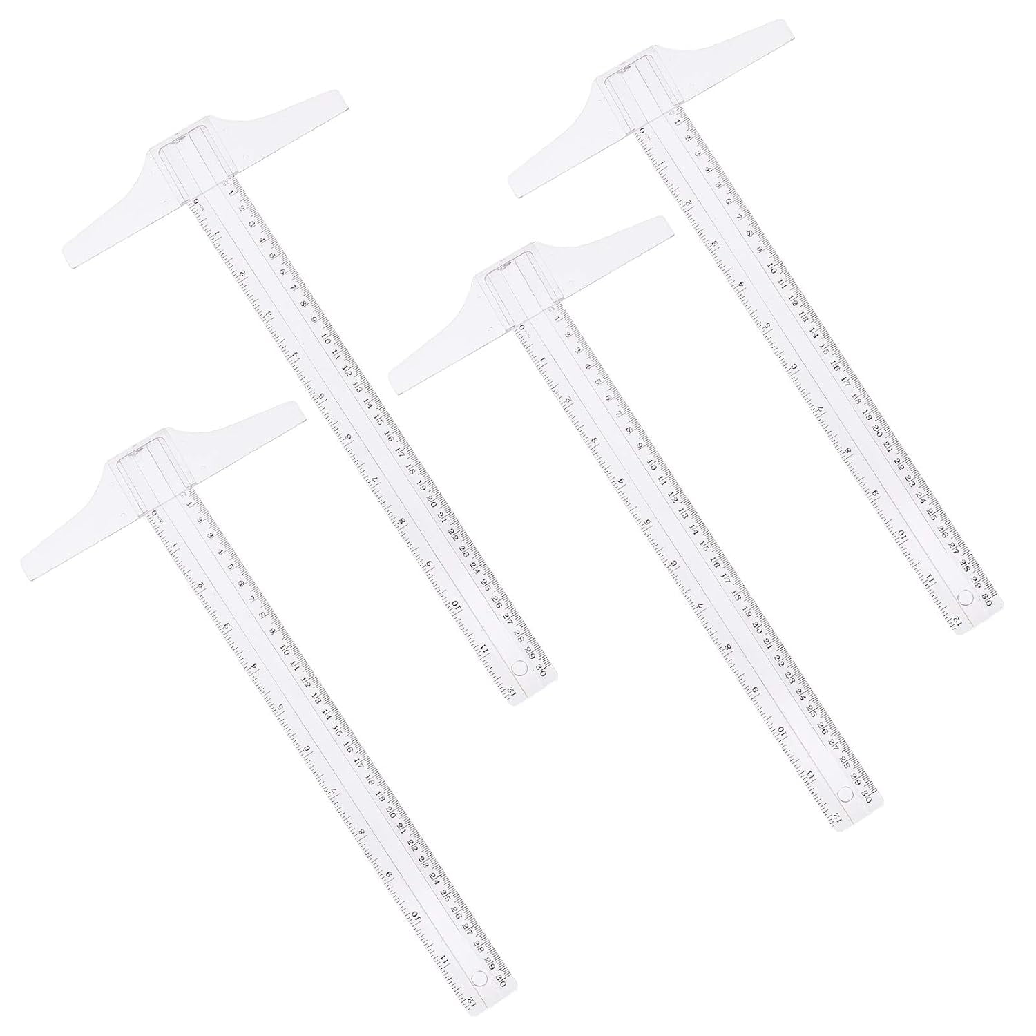 4pc 4 Pack 12 Inch/ 30 cm T-Ruler Plastic T-Square Transparent Academic ...