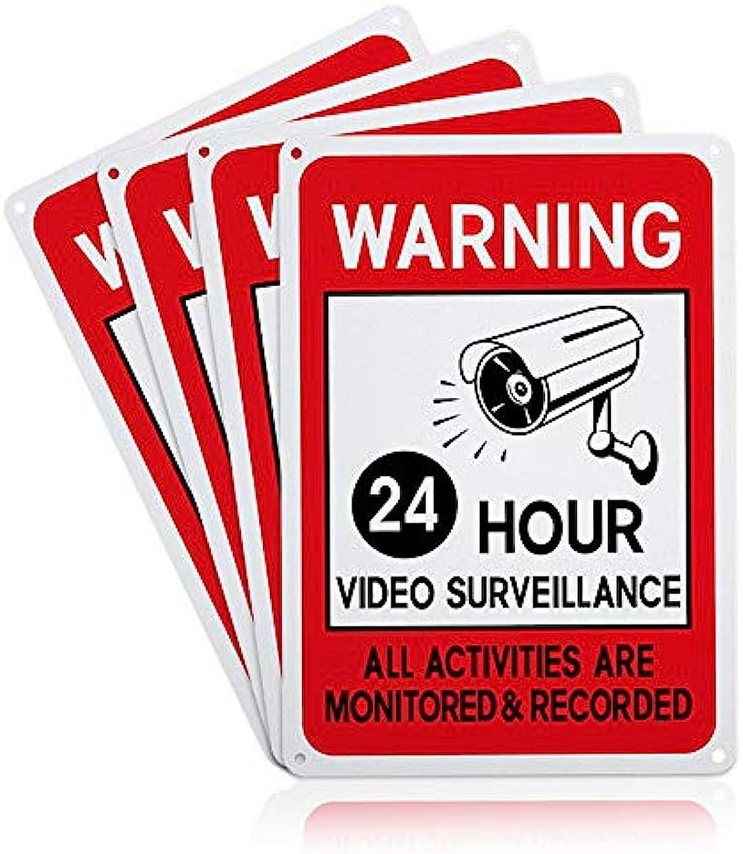 4pc 4 Pack Video Surveillance Signs Aluminum All Activities Monitored ...