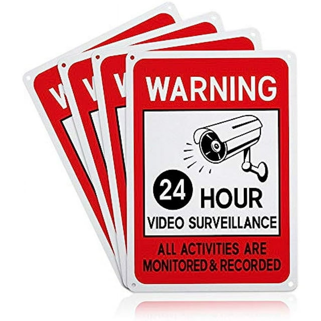 4pc 4 Pack Video Surveillance Signs Aluminum All Activities Monitored ...