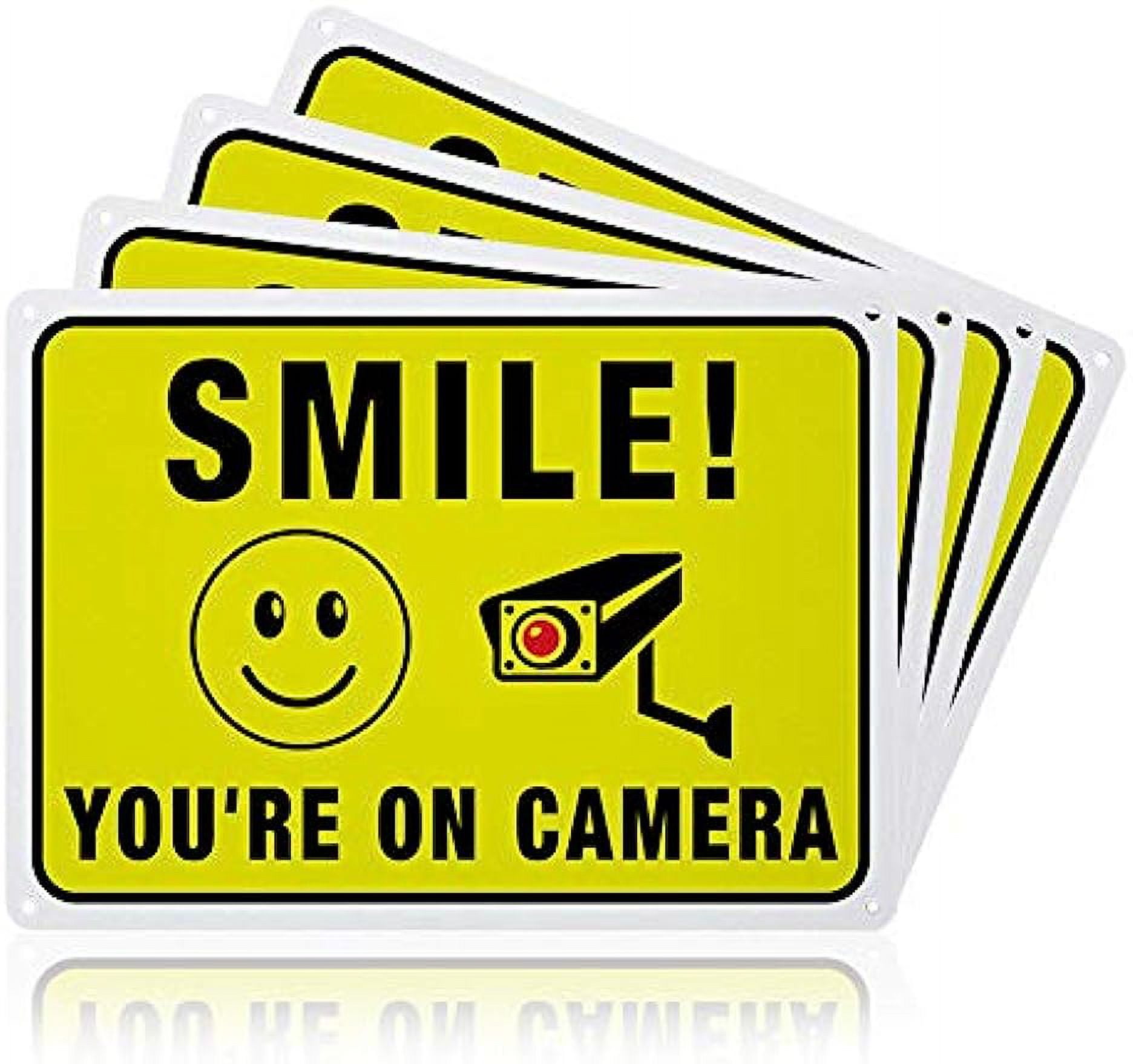 4pc 4 Pack You are on Camera Sign 40 Mil Aluminum Smile Surveillance ...