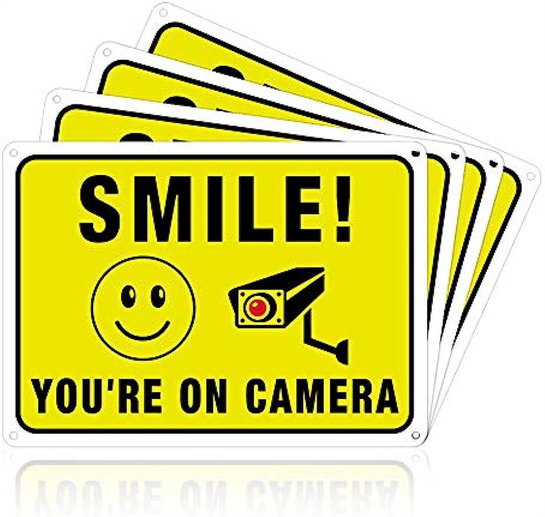4pc 4 Pack You are on Camera Sign 7x10 inches 30 Mil Aluminum Smile ...
