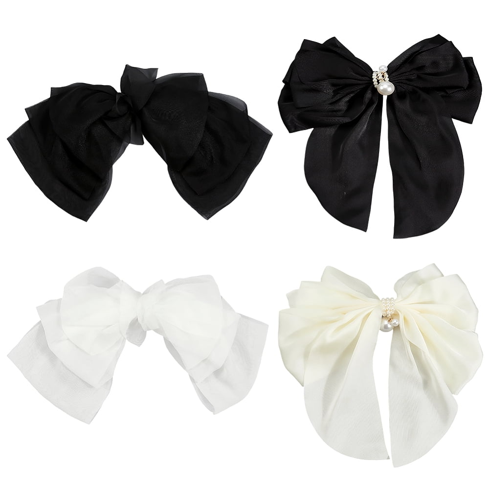 4pc 4 Styles Cloth Bowknot Hair for DIY Clips with Plastic Mixed Color ...