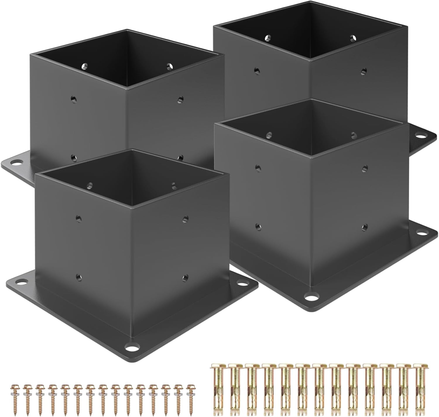 4pc 6x6'' Pergola Post Base Heavy Duty Post Anchors Wood Post Support ...