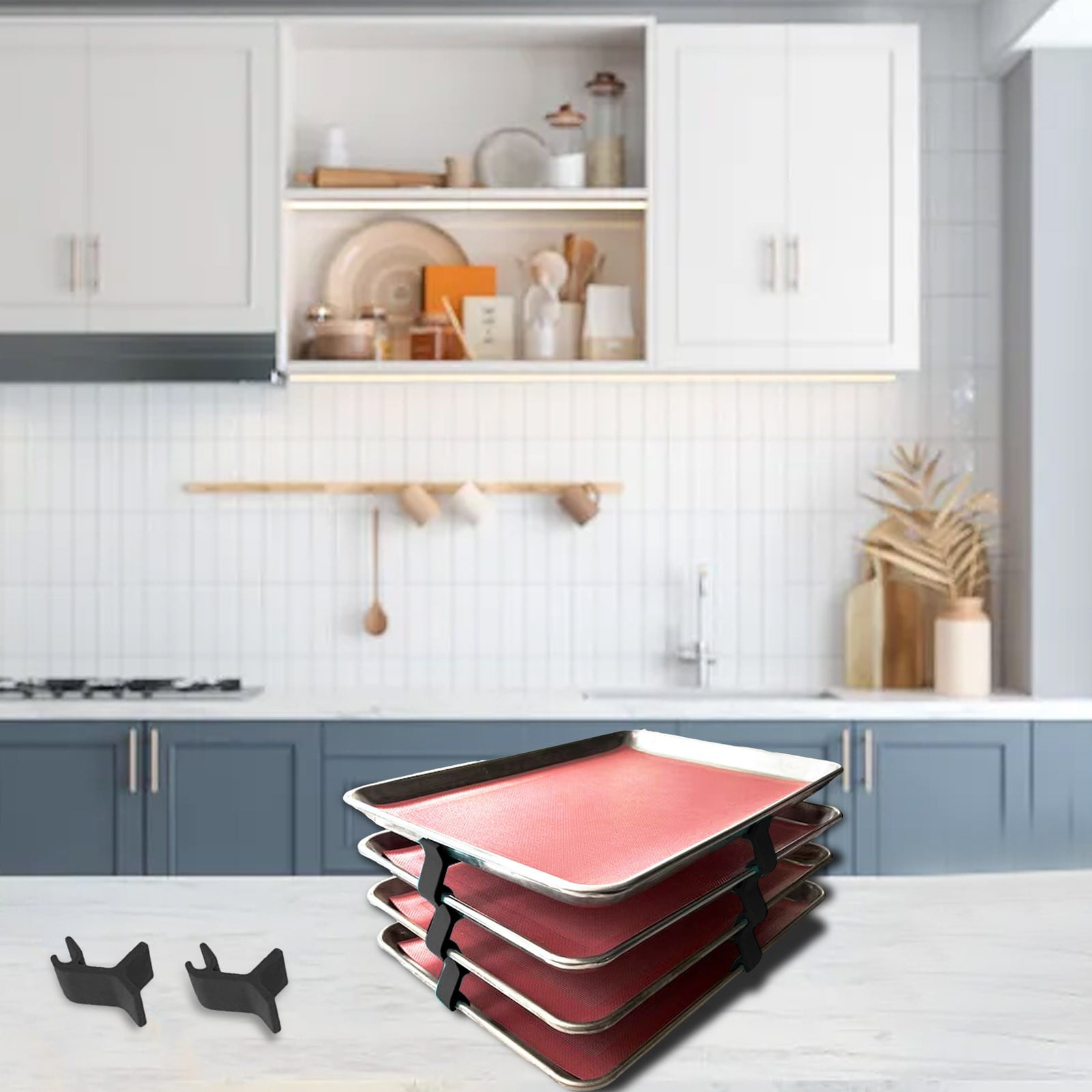 4pc Baking Sheet Stackers Space-Saving Tray Stackers Reusable Trays ...