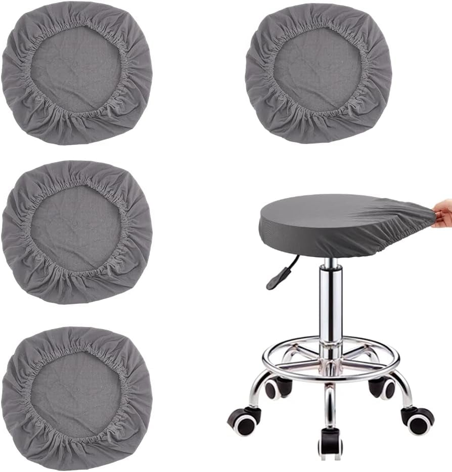 4pc Bar Stool Covers Round Stool Seat Slipcover Grey Stretchy Stool ...