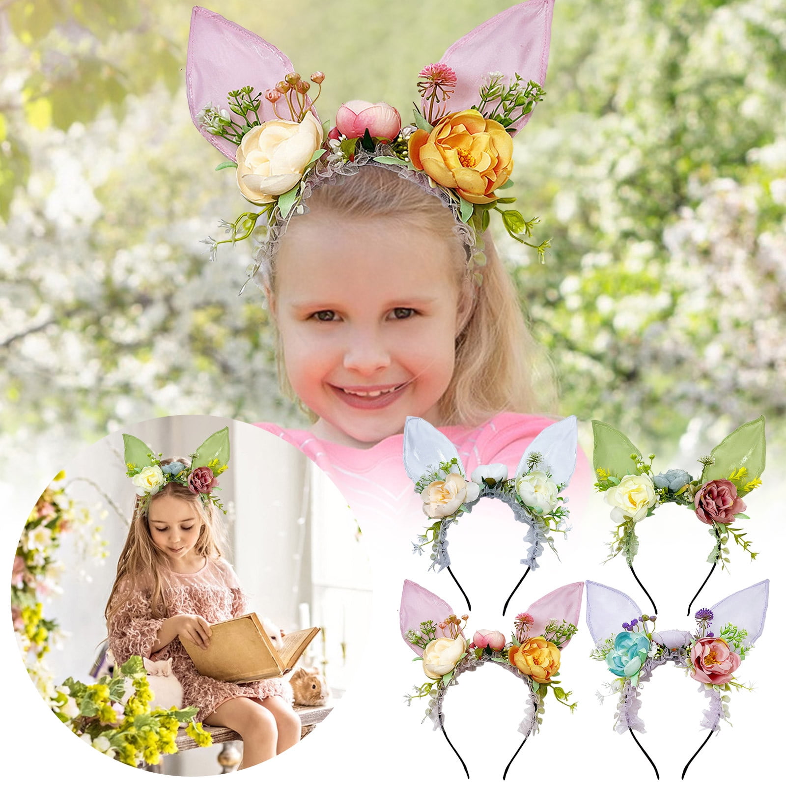 4pc Bunny Ears Headband for Baby Girls - Easter Headdress,Rabbit Ears ...