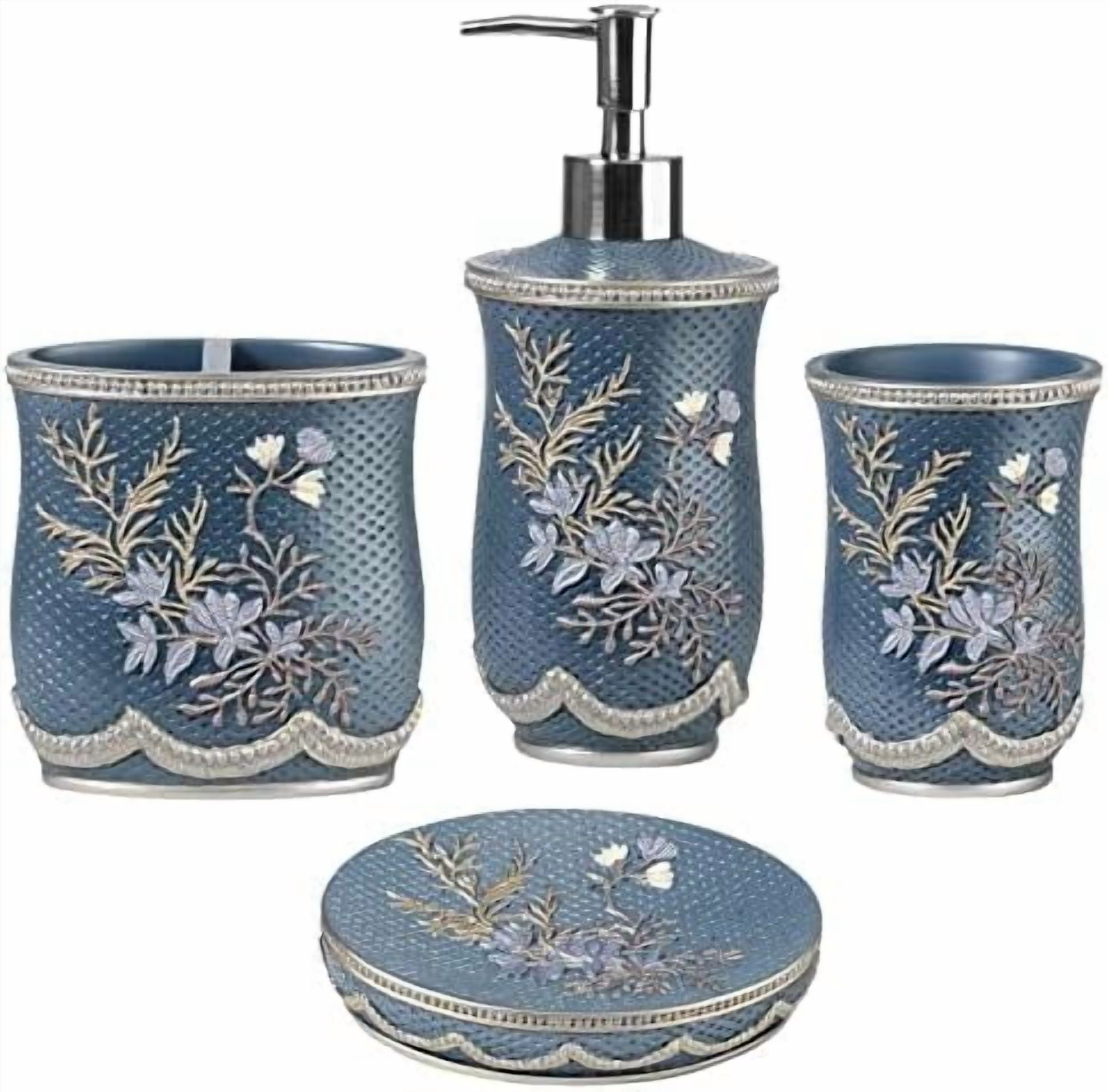 4pc Capri Bathroom Accessories Sets Modern Classic Soap Dispenser ...