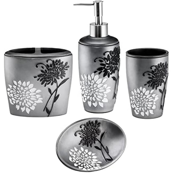 4pc Erica Bathroom Accessories Sets Modern Classic Soap Dispenser ...